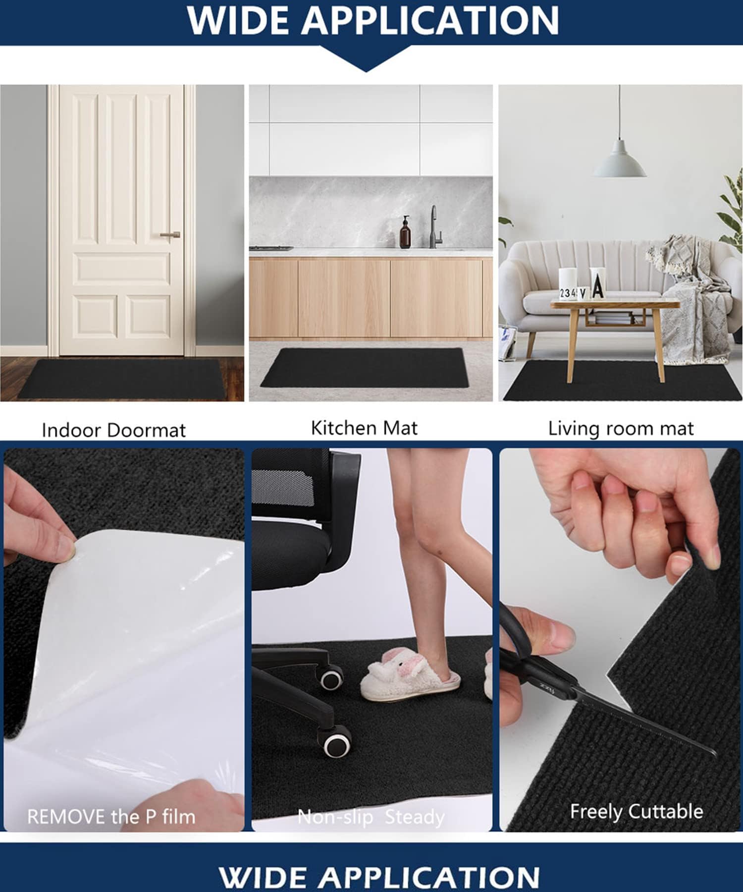 Office Chair Mat, aidoupetPrivateorder Opaque Office Desk Chair Mat for Hardwood Floors Chair Mat Floor Protector Desk Mat Multi-Purpose for Home 0.16" Thick 55"x35" Freely Cuttable (Black)