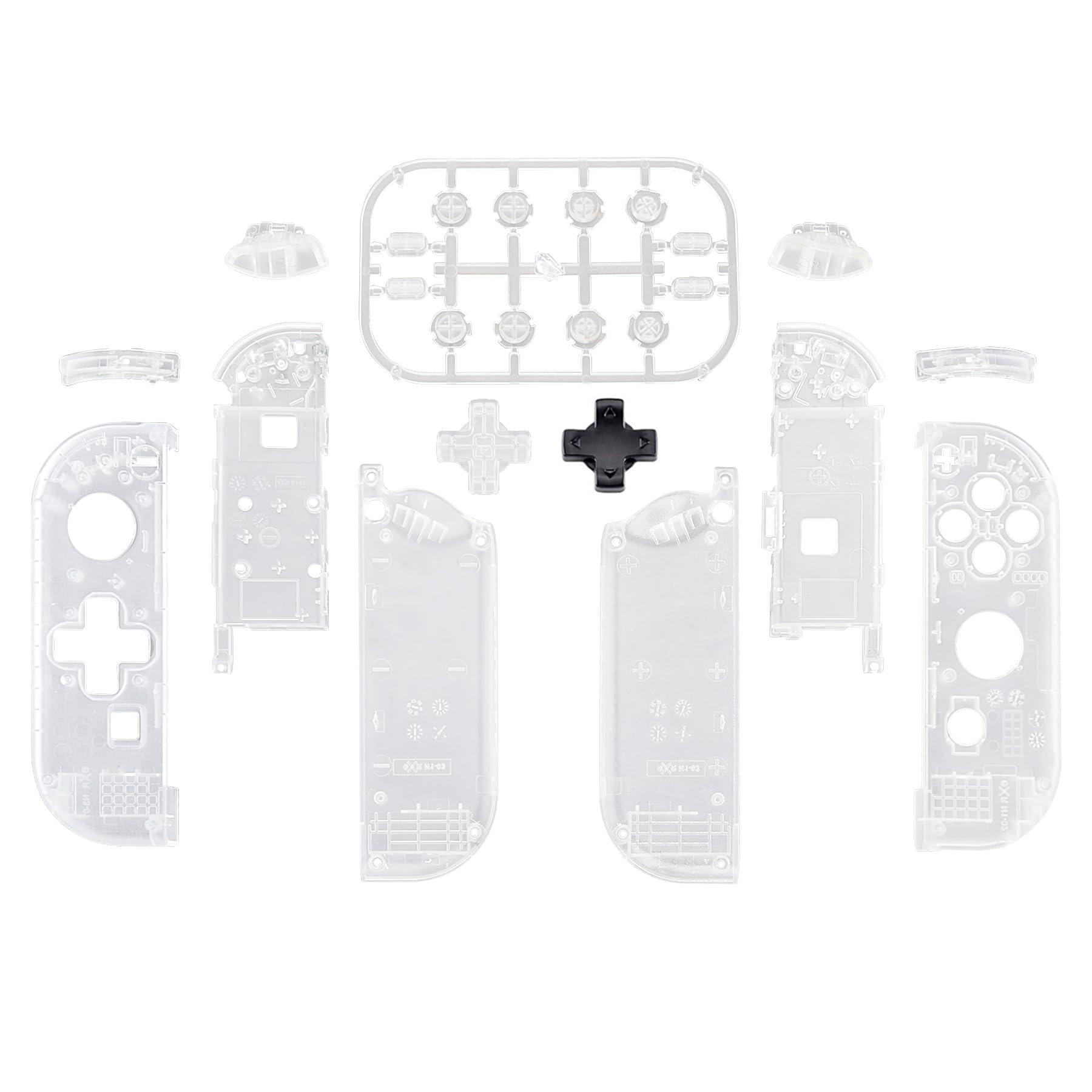 eXtremeRate Transparent Clear Joycon Handheld Controller Housing (D-Pad Version) w/Full Set Buttons, DIY Replacement Shell Case for Nintendo Switch & Switch OLED Joy-Con β Console Shell NOT Included