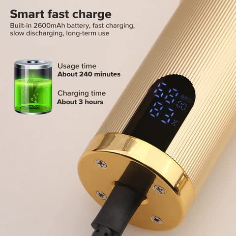 BR Barbers Hair Clippers Gold for Men Full Metal Cordless Close Cutting T-Blade Trimmer with LED Display Professional Barbershop Barber Clipper Set Shaver Trimmer Razor Kit