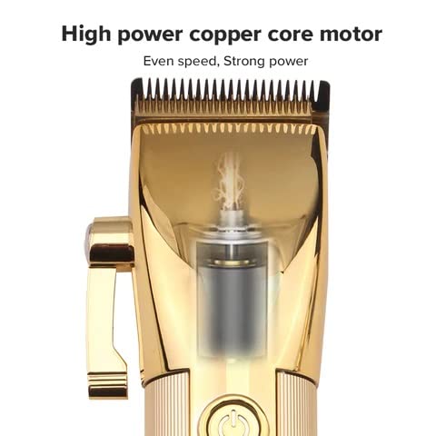 BR Barbers Hair Clippers Gold for Men Full Metal Cordless Close Cutting T-Blade Trimmer with LED Display Professional Barbershop Barber Clipper Set Shaver Trimmer Razor Kit