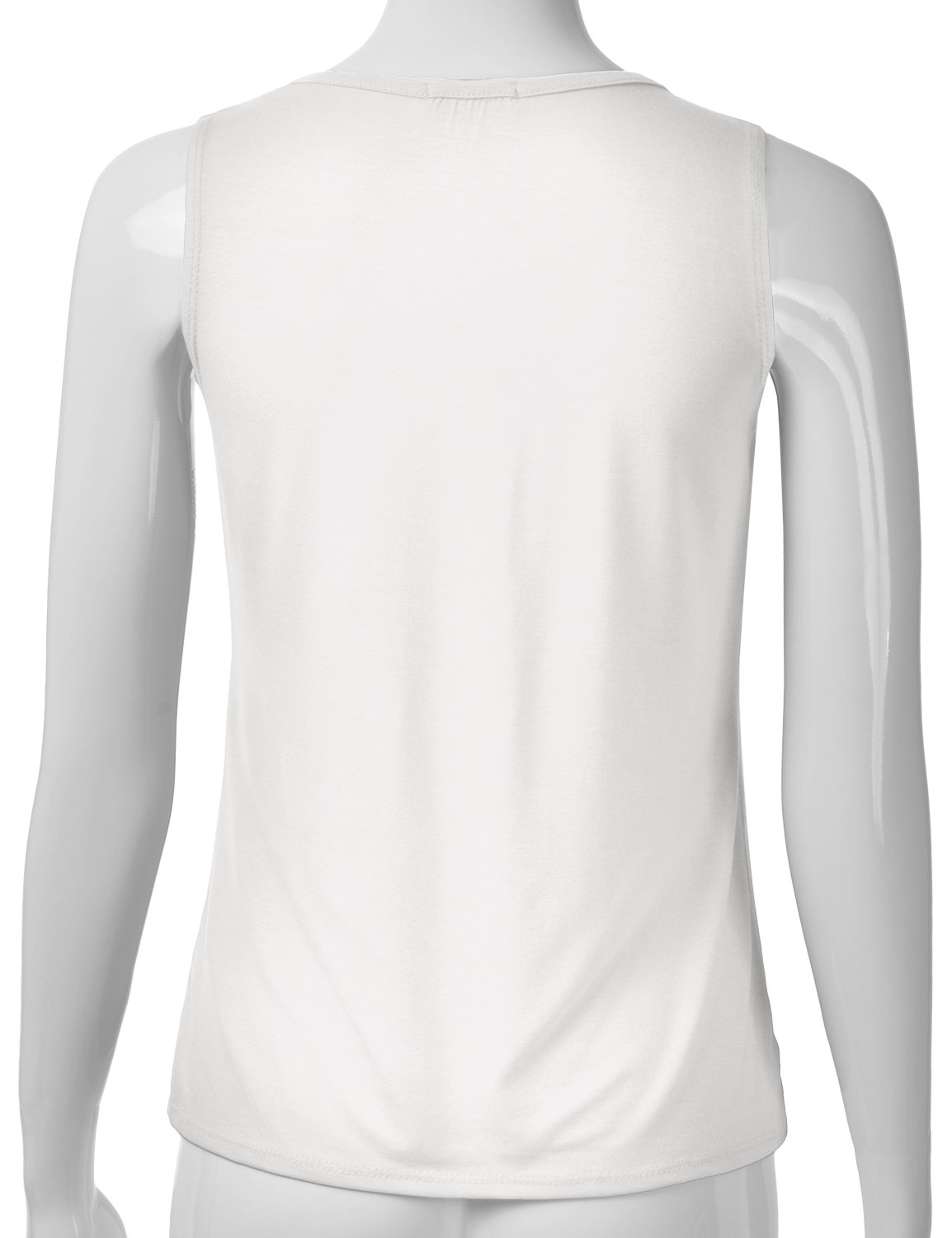 EIMIN Women's Pleated Scoop Neck Sleeveless Stretch Basic Soft Tank Top Ivory L