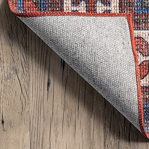 nuLOOM Stella Machine Washable Traditional Tribal Area Rug, 6' x 9', Rust