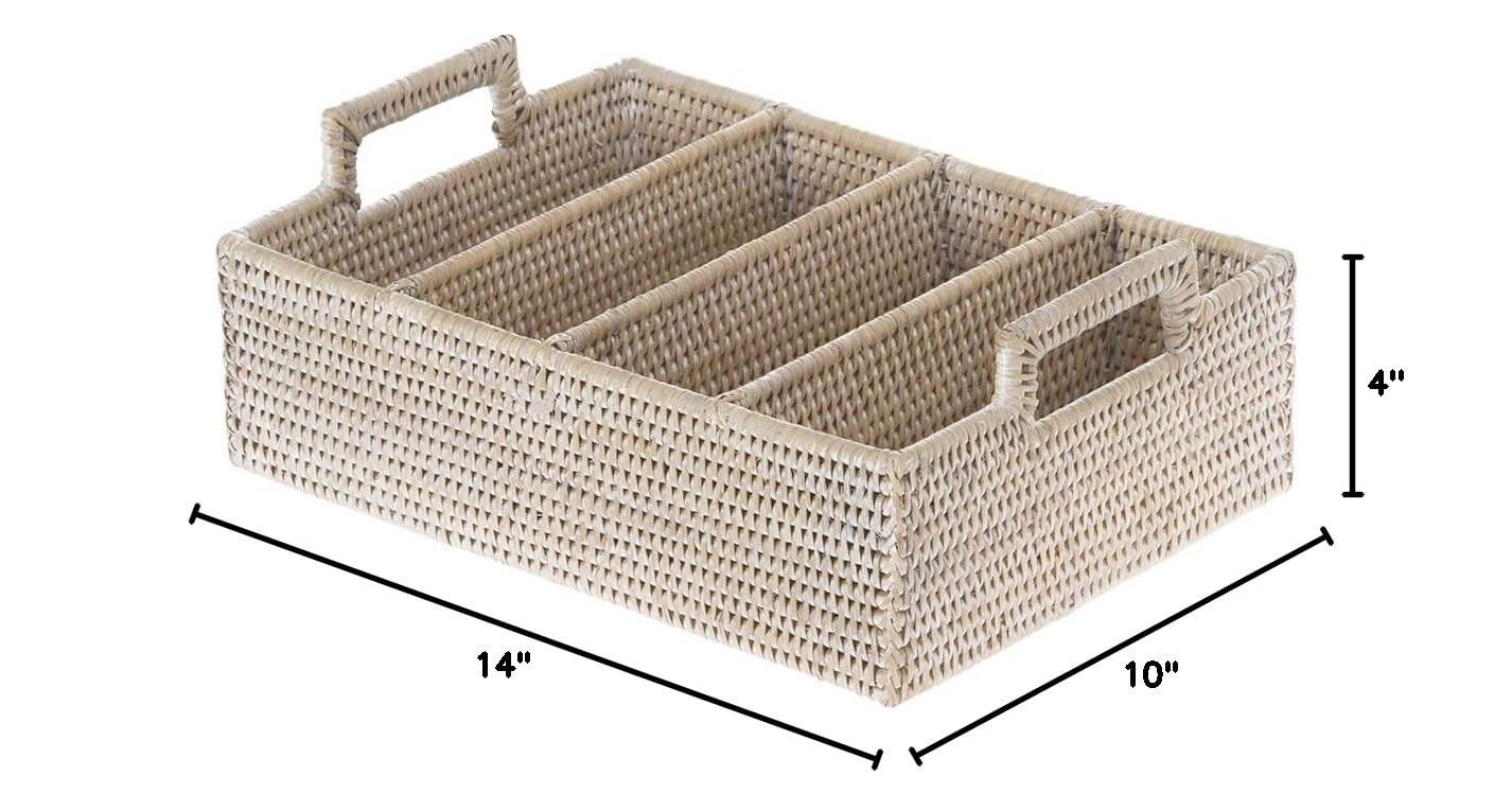 KOUBOO Lo Jolla Rattan Flatware Tray, White Wash
