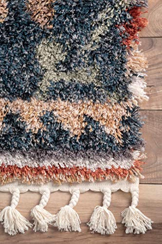 nuLOOM Rosemarie Southwestern Moroccan Shag Area Rug, 9' x 12', Blue