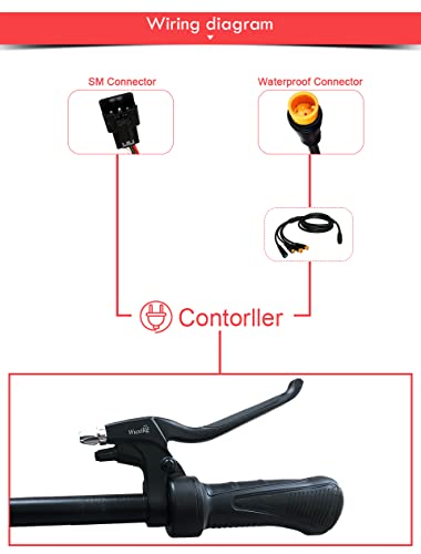 通用 Electric Bicycle Right/Left Handle Wuxing 20X Half Twist Throttle 24V 36V 48V 60V 72V 3pin Waterproof Connector for E Bike Conversion kit Accelerator