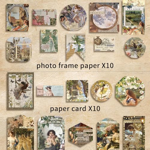 Chuchengio 242Pcs Aesthetic Scrapbook Paper Stickers Supplies Kit,Art Decoupage Paper for Scrapbooking Journaling Supplies,Bullet Journal Kit with Journal Vintage Stickers