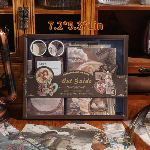Chuchengio 242Pcs Aesthetic Scrapbook Paper Stickers Supplies Kit,Art Decoupage Paper for Scrapbooking Journaling Supplies,Bullet Journal Kit with Journal Vintage Stickers