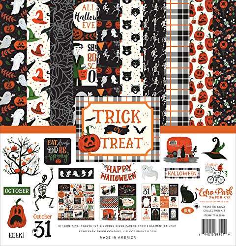 Echo Park Paper Company Trick Or Treat Collection Kit paper, orange, black, green, grey 12-x-12-Inch
