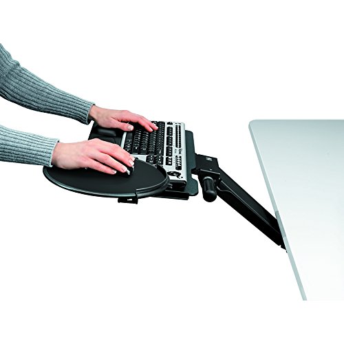 Fellowes 8029801 Keyboard Tray,Sit/Stand,21-3/4-Inch Track,19-Inch X10-5/8-Inch,Black