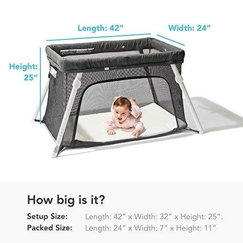 Lotus Travel Crib - Backpack Portable, Lightweight, Easy to Pack Play-Yard with Comfortable Mattress - Certified Baby Safe
