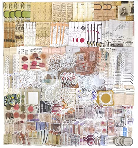 260 Pieces Vintage Scrapbooking Supplies Aesthetic Scrapbook Stickers for Journaling, Junk Journal Kit Scrapbook Paper Bullet Journals Supplies for Planner, Notebooks, Cottagecore Decor (Memory)