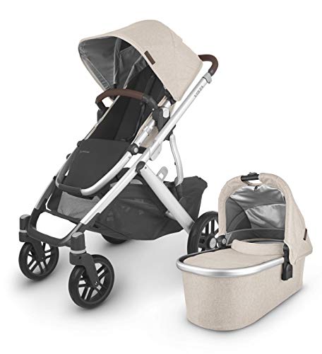 UPPAbaby Vista V2 Stroller - Declan (Oat Melange/Silver/Chestnut Leather) + Upper Adapters + RumbleSeat V2- Declan (Oat Melange/Silver/Chestnut Leather)