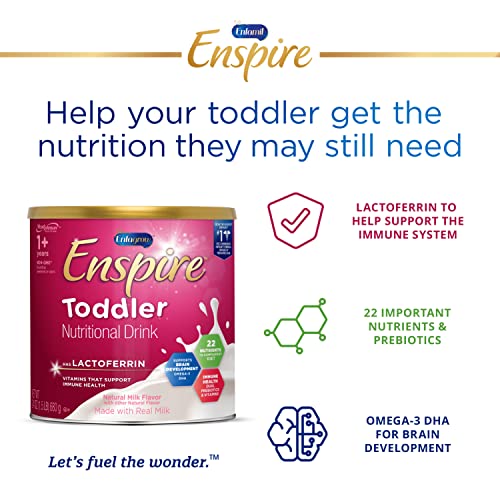 Enfagrow Enspire Toddler Nutritional Drink with Lactofrerrin, DHA, and MFGM for Brain Support and Immune Health, Non-GMO, Powder Tub 24 Oz, Pack of 4