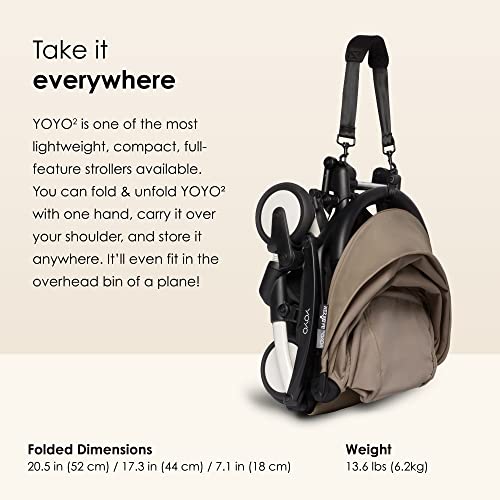 BABYZEN YOYO2 Stroller - Lightweight & Compact - Includes White Frame, Taupe Seat Cushion + Matching Canopy - Suitable for Children Up to 48.5 Lbs