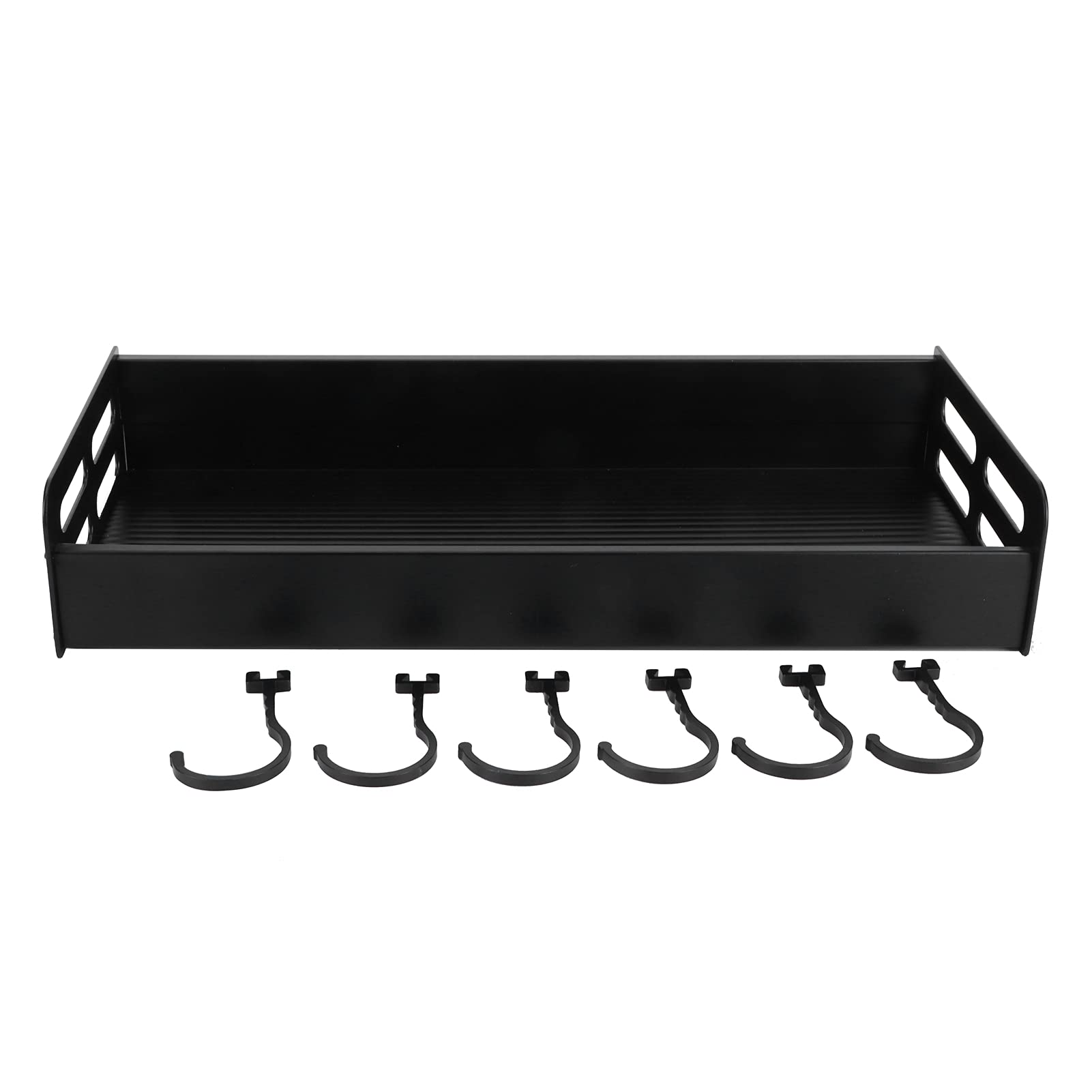 Hanging Pot Rack, Wall Mounted Pan Holder with 6 Hooks, Heavy Duty Dish Rack Cookware Organizer, Kitchen Storage Shelf for Utensils