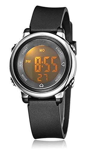 Womens Digital Watches LED Screen Military Waterproof Alarm Stopwatch 7 Color LED Backlight Sports Watch (Black)