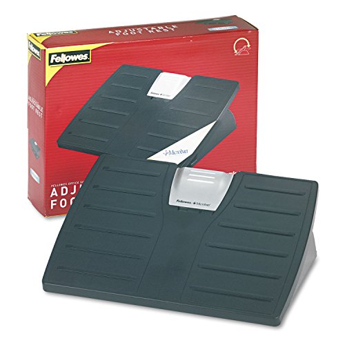 Fellowes 8035001 Adjustable Locking Footrest W/Microban, 17 1/2 X 13 1/8 X 5 5/8, Black/Silver