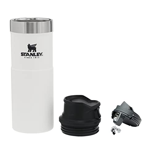Stanley Trigger Action Travel Mug 0.47L Polar White β Keeps Hot for 7 Hours - BPA-free Stainless Steel Thermos Travel Mug for Hot Drinks - Leakproof Reusable Coffee Cups