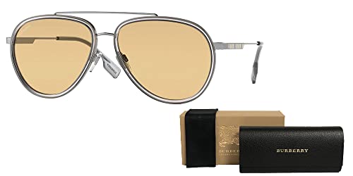 BURBERRY Oliver BE3125 1003/8 59MM Gunmetal/Light Yellow Pilot Sunglasses for Men + BUNDLE With Designer iWear Complimentary Eyewear Kit