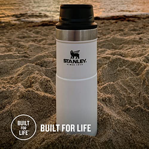 Stanley Trigger Action Travel Mug 0.47L Polar White β Keeps Hot for 7 Hours - BPA-free Stainless Steel Thermos Travel Mug for Hot Drinks - Leakproof Reusable Coffee Cups