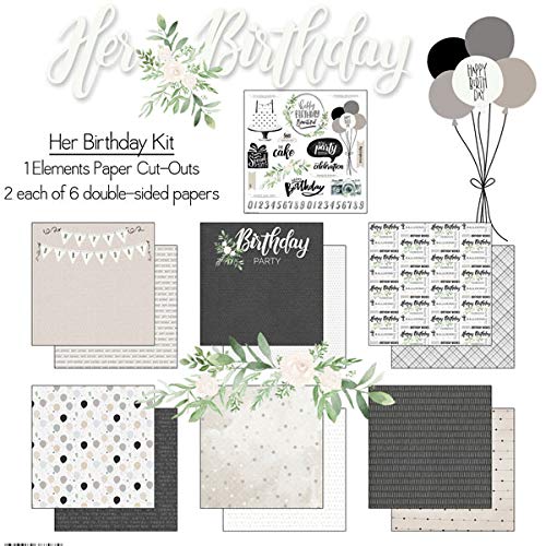 Scrapbook Customs Her Birthday Paper Set Scrapbook Kit, Soft Feminine Coloring