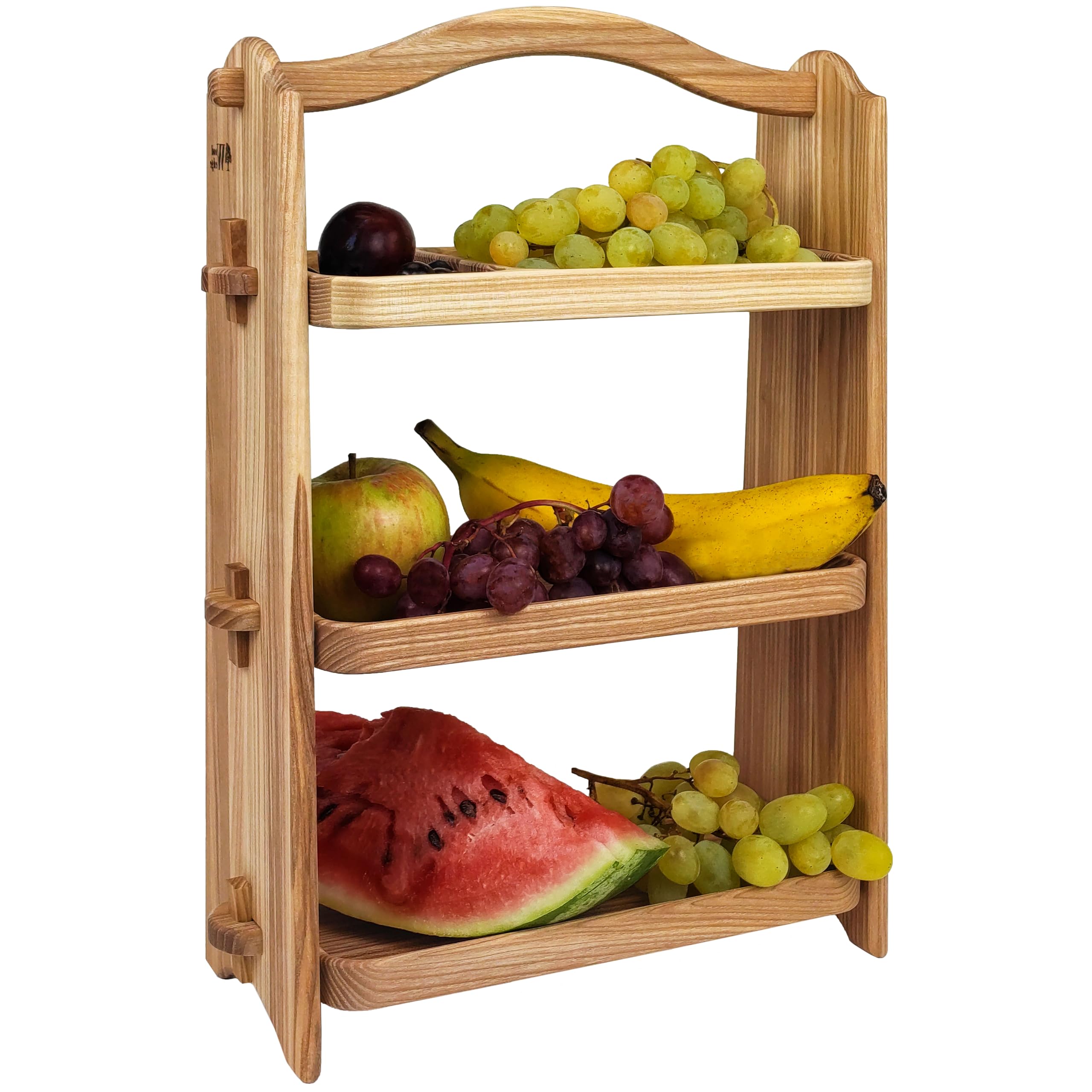Wooden Wedge Shelves, 3 Tier Storage Organizer, Holder Handcrafted for Bathroom Living Room, Bedroom, Kitchen, Wood Rack for Countertop, Made in Europe, Gift Idea