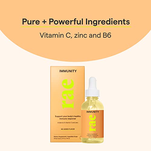 Rae Wellness Immunity Drops - Supports Immune System with Vitamin C, Zinc and Vitamin B6 - Liquid Immune Support Drops - Vegan, Non-GMO, Gluten-Free - 1.9 Oz (30 Servings)