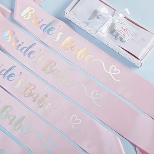 Kate Aspen Bachelorette Brides Babes Iridescent Satin Sash (Set of 7) Party Kit, One Size, Pink