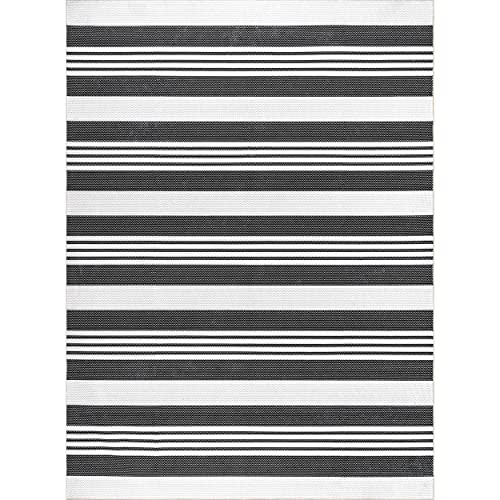 nuLOOM Lena Machine Washable Striped Area Rug, 8' Square, Grey