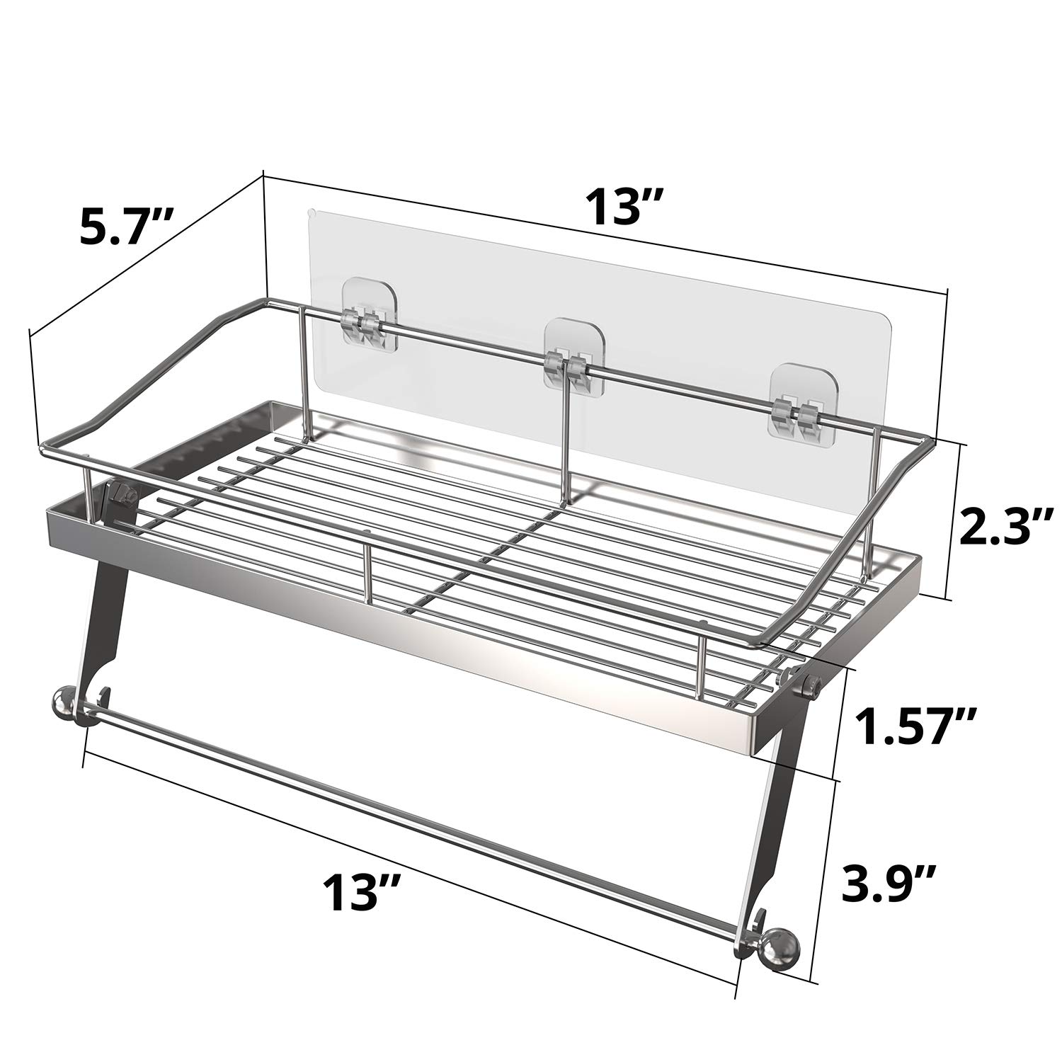GeekDigg Paper Towel Holder with Shelf, Adhesive Wall Mount Paper Towel Holder for Kitchen & Bathroom, Stainless Steel, Durable Metal Wire, No Drilling