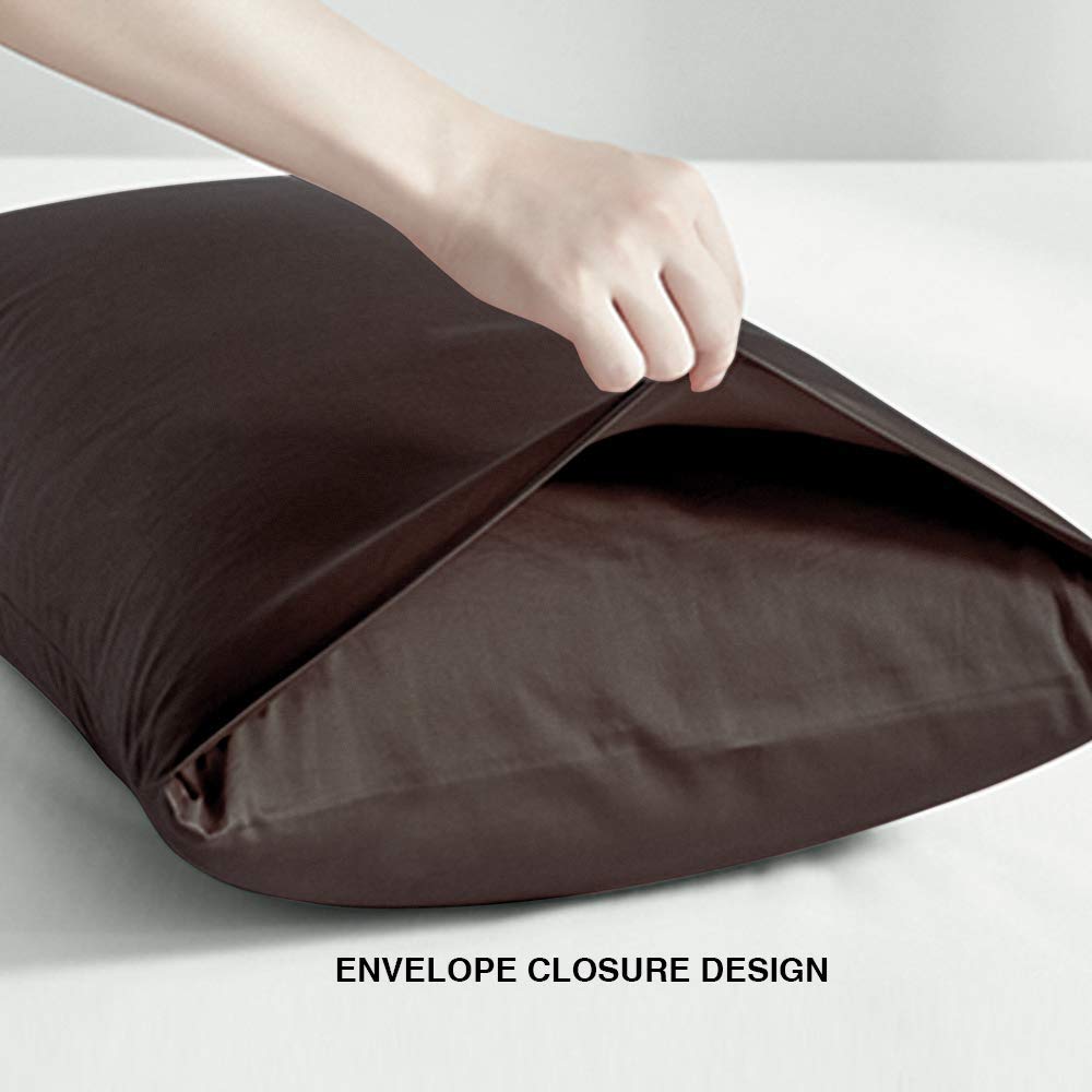 FLXXIE Microfiber Pillow Cases Standard Size, Soft Pillowcases with Envelope Closure, Wrinkle, Stain Resistant Pillow Covers, 20x26, Dark Brown