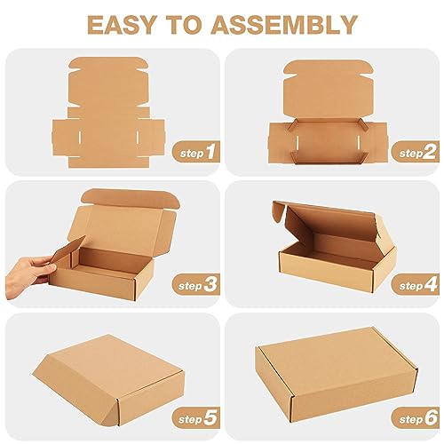 AOBOPLE 50 Pack 6x4x3 Inches Shipping Boxes, Brown Corrugated Cardboard Box, 3 Layers Corrugated Box, Mailer Boxes for Packing Storaging Shipping Small Business