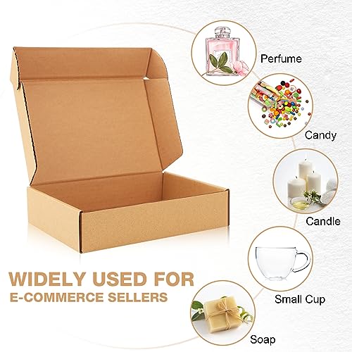 AOBOPLE 50 Pack 6x4x3 Inches Shipping Boxes, Brown Corrugated Cardboard Box, 3 Layers Corrugated Box, Mailer Boxes for Packing Storaging Shipping Small Business