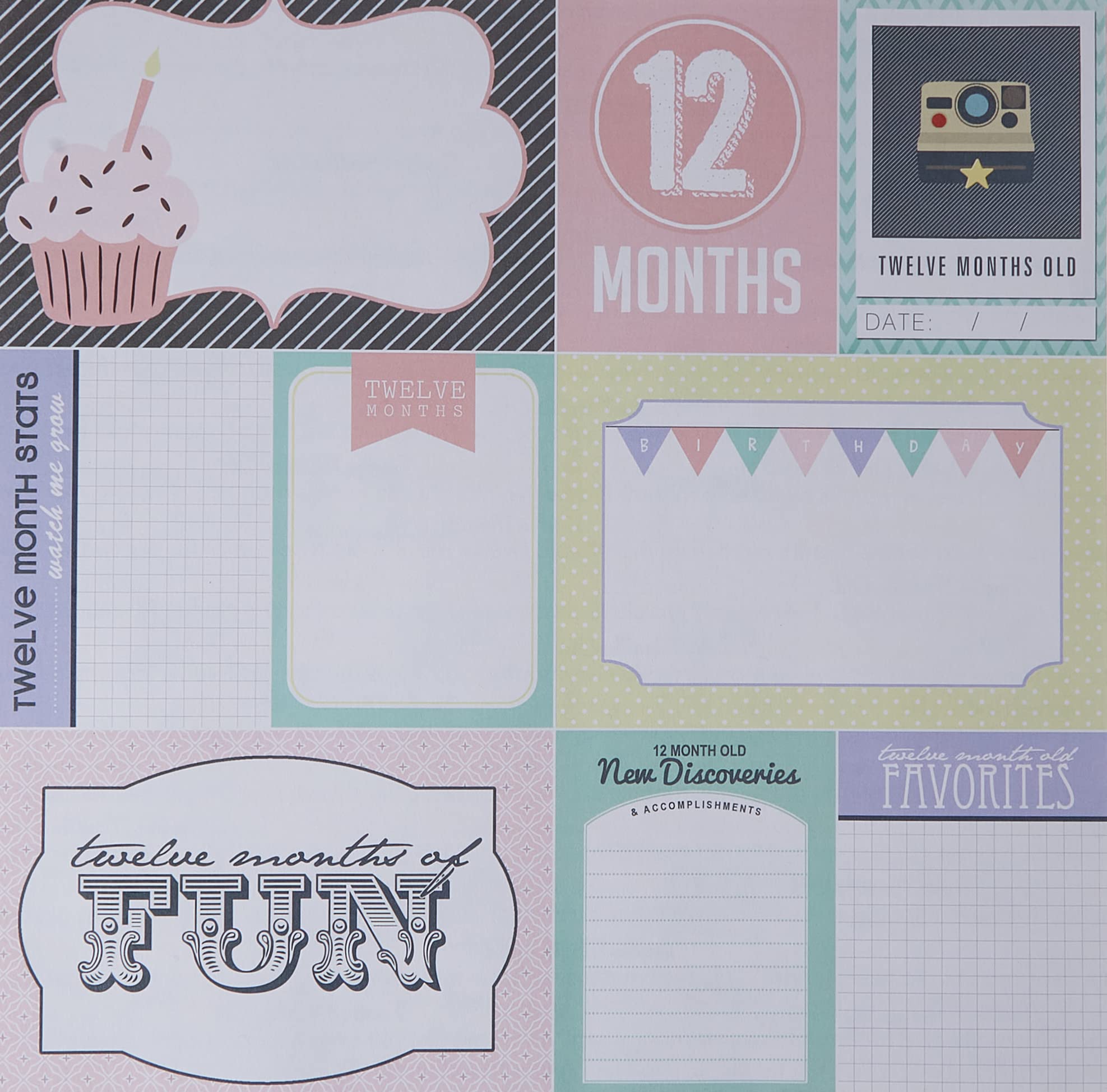 Scrapbook Customs 36984 Baby Girl First Months Scrapbooking Kit, Green,Pink,Yellow