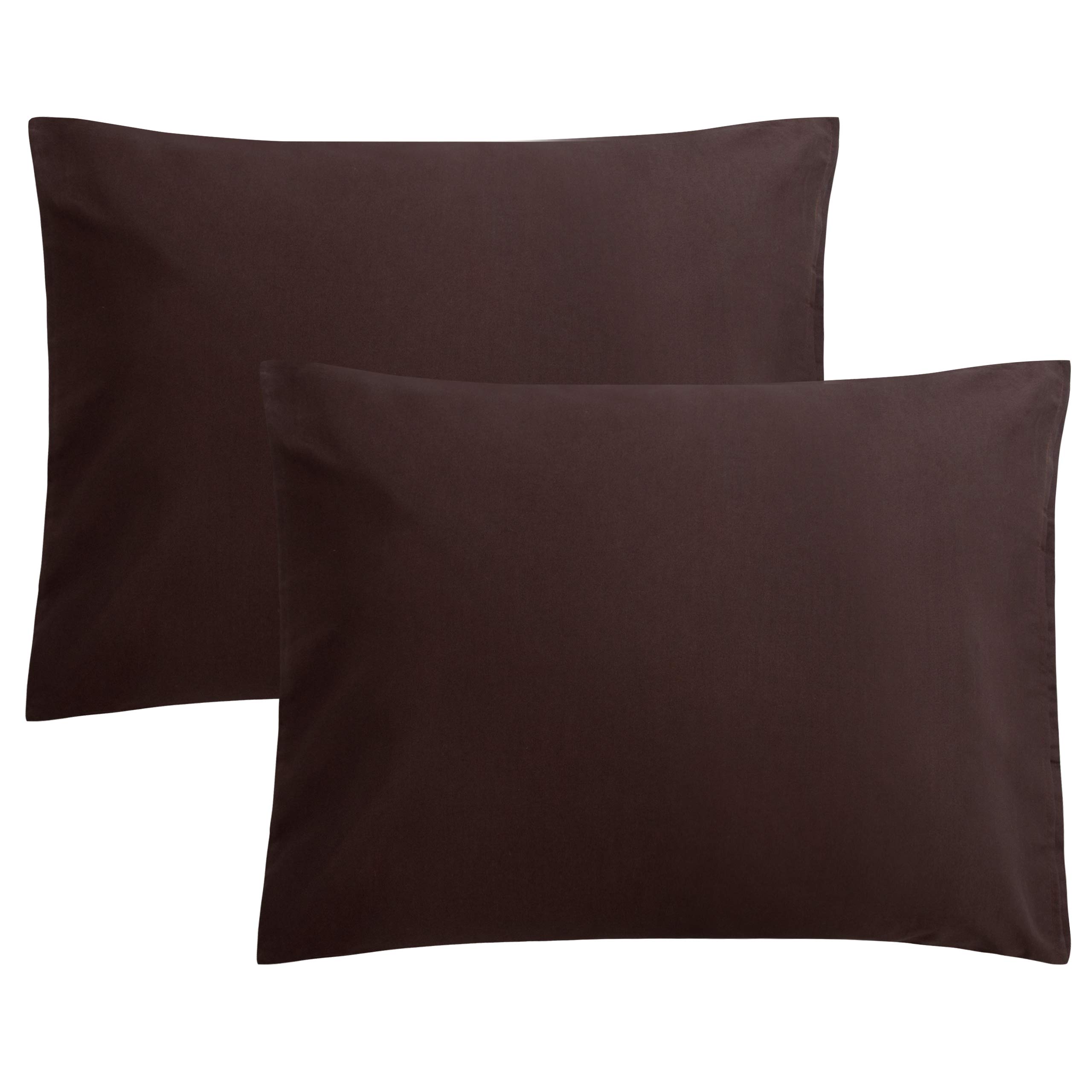 FLXXIE Microfiber Pillow Cases Standard Size, Soft Pillowcases with Envelope Closure, Wrinkle, Stain Resistant Pillow Covers, 20x26, Dark Brown