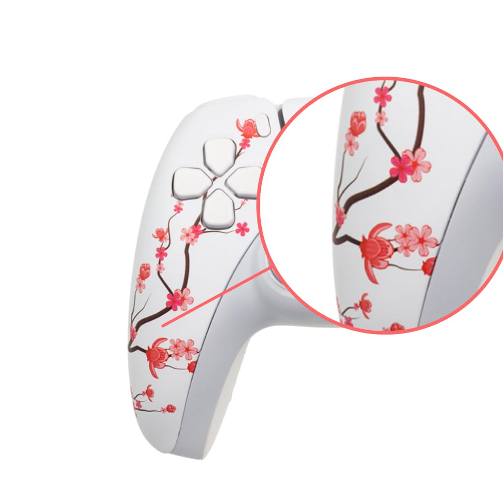 Cherry Blossoms Front Shell for PS5 Controller with Touchpad Cover Custom Faceplate for PS5 BDM-020 (Cherry Blossoms)