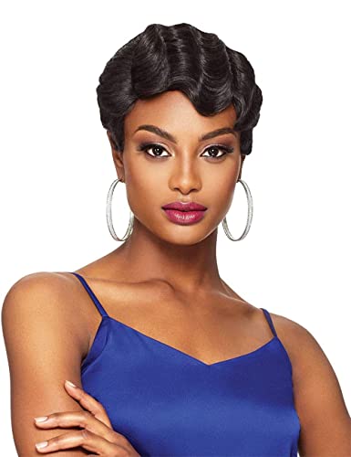 Yussay Short Finger Wave Wig Curly Natural Black Cute Nuna Wig Real Retro African Black Wigs for Mommy Wig Curly Short Synthetic Wig Looks Natural