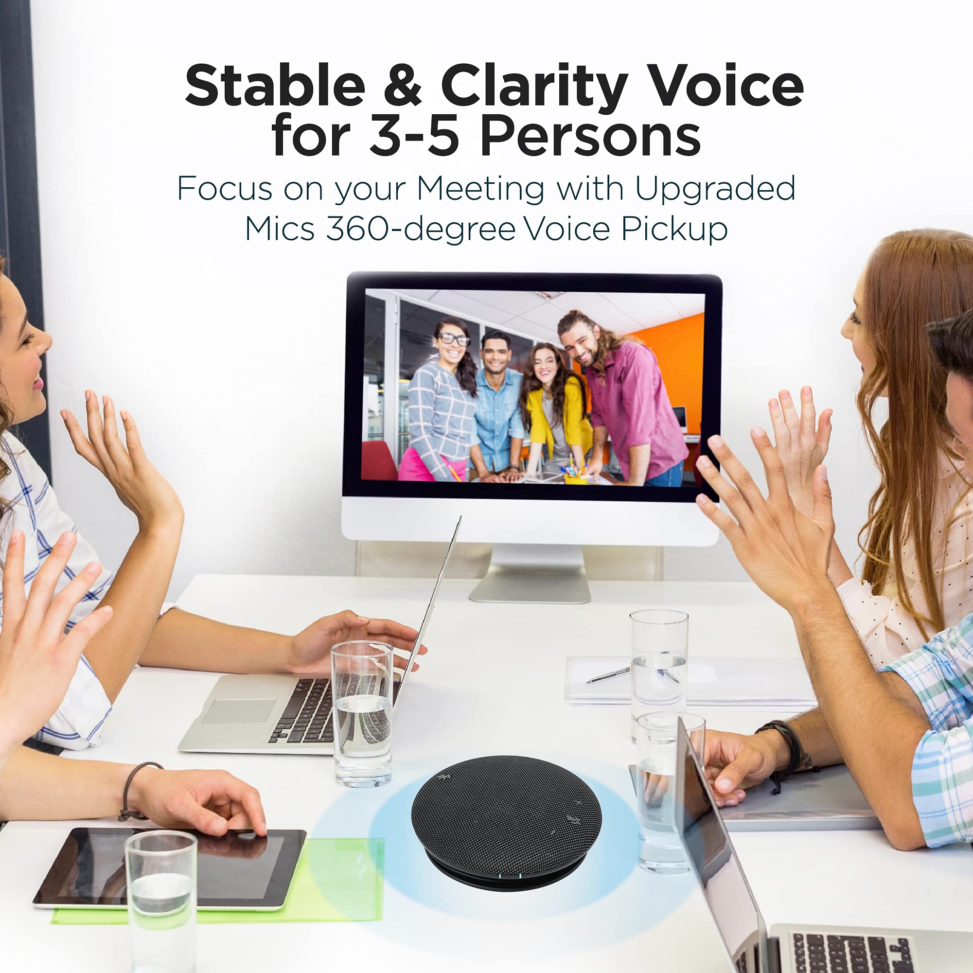 INNOTRIK Bluetooth Conference Speaker with Microphone | 360-Degree Voice Pickup & Noise Canceling Conference Room Omnidirectional Microphone | USB Conference Microphone Bluetooth Speakerphone