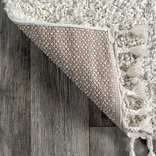 nuLOOM Neva Modern Tasseled Shag Area Rug, 5' 3" x 7' 7", Ivory