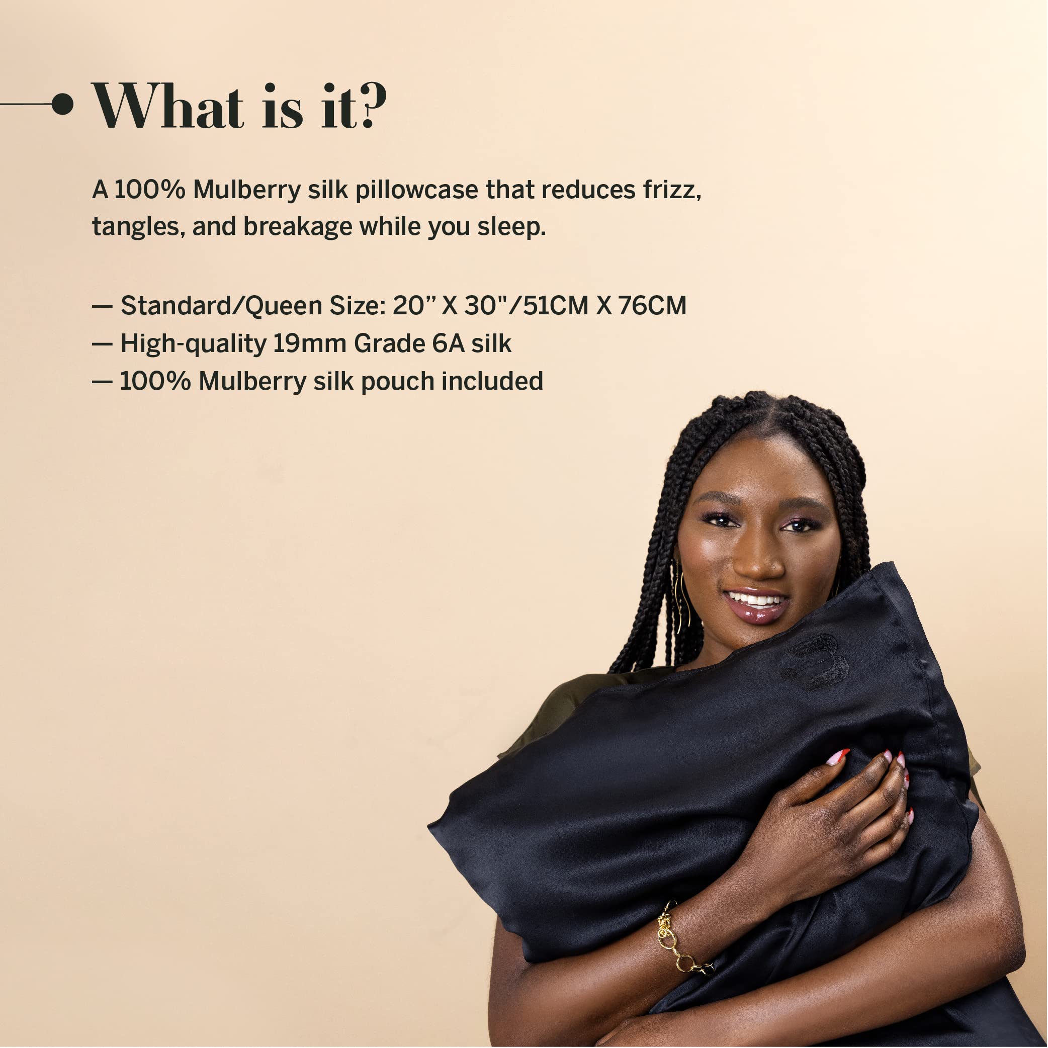 Inala Empowered Pillowcase - Pillowcase for Hair and Skin Health - 100% Mulberry Silk - Hypoallergenic Soft Breathable Pillow Case - Reduces Friction and Tangles - -19mm Better Grade 6A Silk