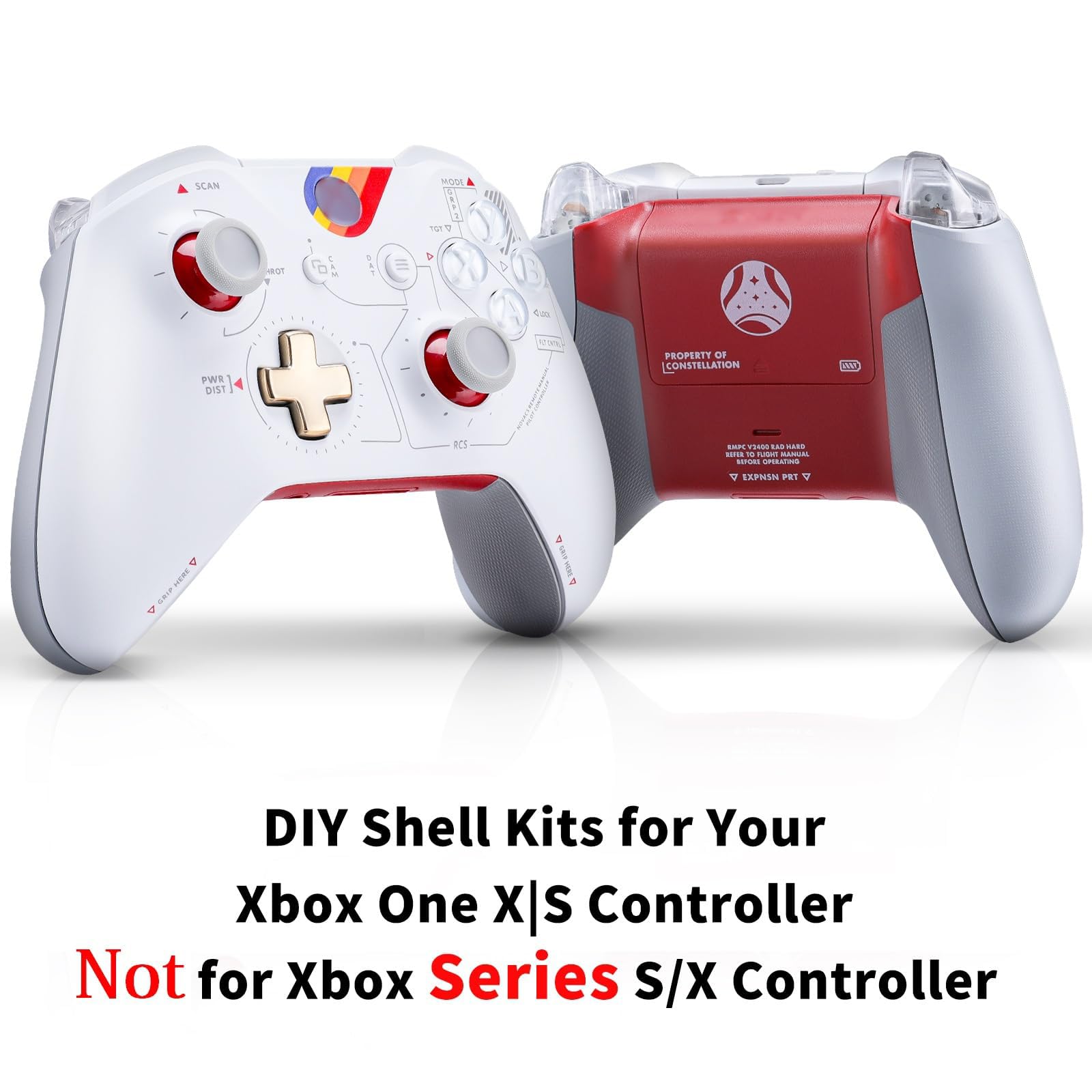 VANPARK Housing Shell Set Replacement, Front Case Cover Backplate Only Compatible with Xbox One S/X Controller(Model 1708)(Controller is NOT Included)