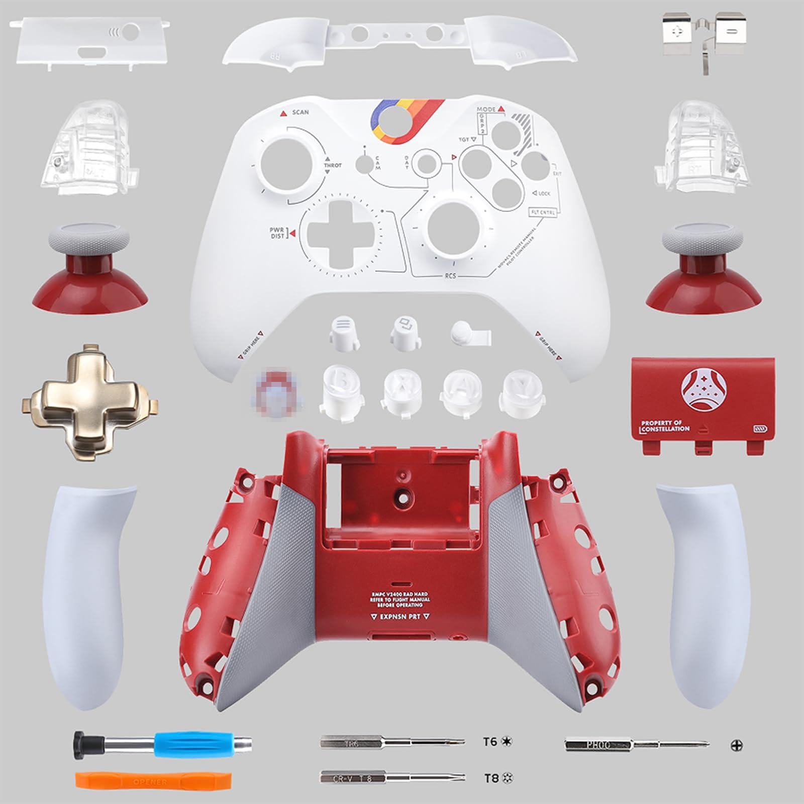 VANPARK Housing Shell Set Replacement, Front Case Cover Backplate Only Compatible with Xbox One S/X Controller(Model 1708)(Controller is NOT Included)