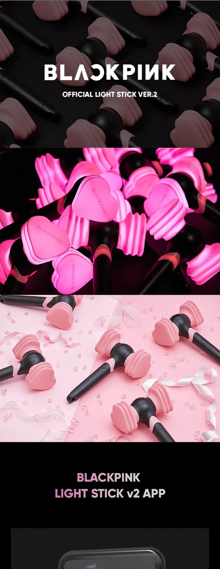 Blackpink Official Light Stick Ver.2 Outbox+Light Stick+Trackin Sealed Black Pink