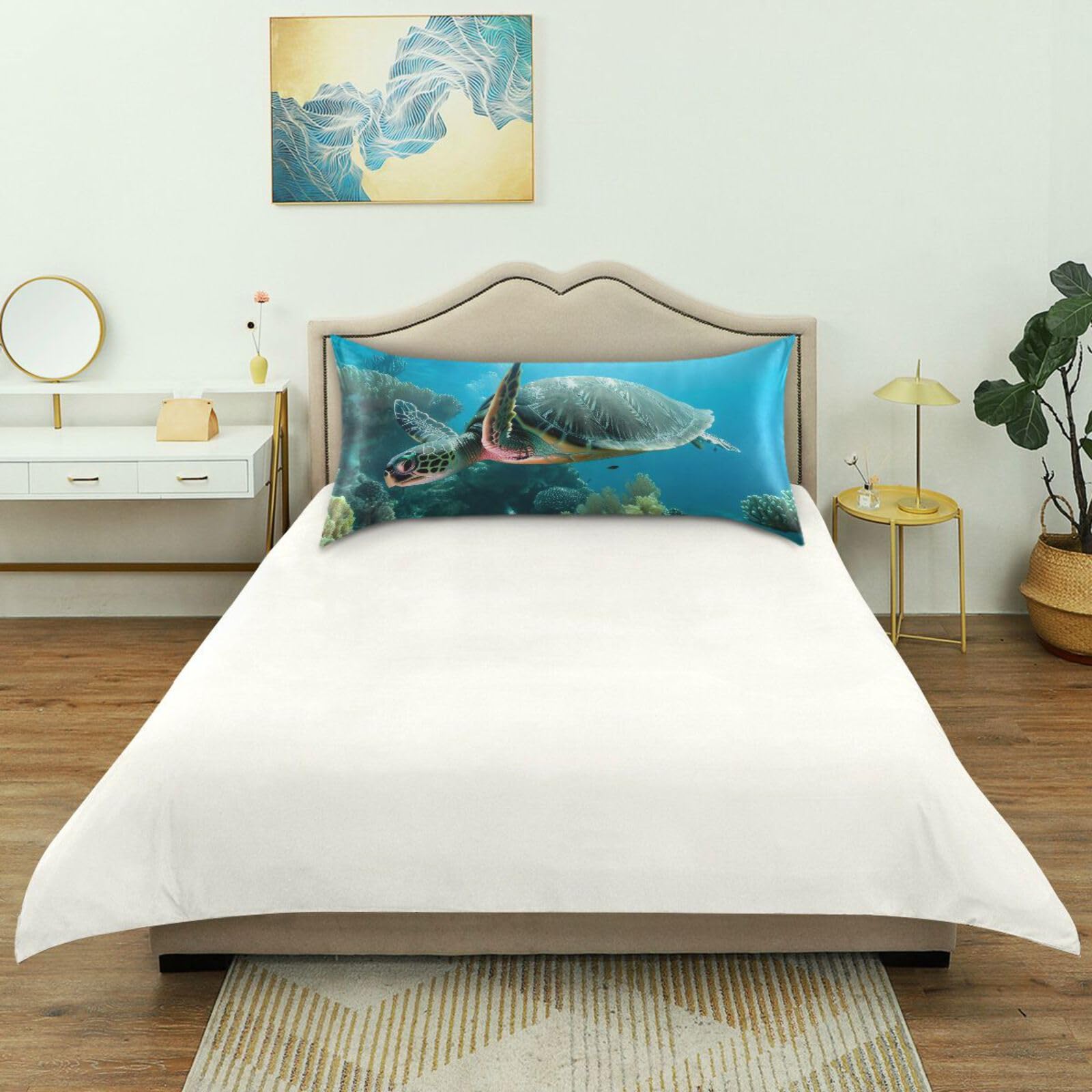 KEEPREAL Sea Turtle Satin Pillowcase for Hair and Skin Silk Pillowcase - Satin Pillow Covers with Envelope Closure, Queen Size(20x30 inches)