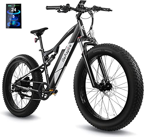 FIOTAS ReAspire Electric Bikes Adult 750W BAFANG Motor Ebike 48V 16Ah Lithium Battery 26'' Fat Tire E Bikes 50 Miles Mountain Snow Beach Electric Bicycle Dual Shock Absorbers Shimano 8-Speed (Black)