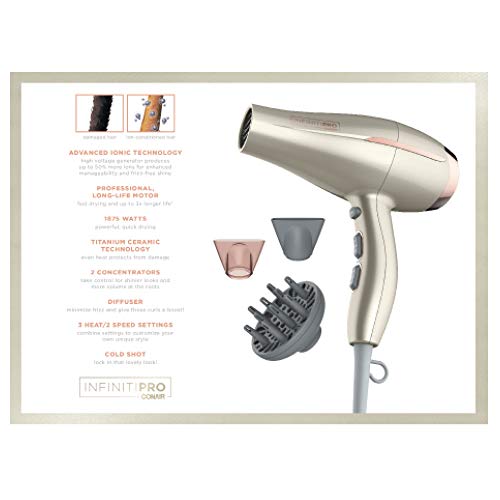 INFINITIPRO BY CONAIR Frizz Free Pro Hair Dryer ~ 2x the Shine - 3x the Frizz Control