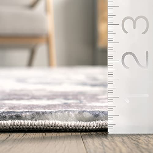 nuLOOM Josephine Distressed Floral Medallion Area Rug, 4' x 6', Grey