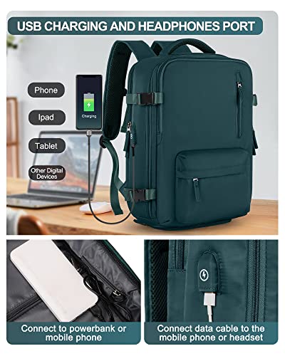 VGCUB Large Travel Backpack Bag for Women Men,Carry on Backpack,17 Inch Laptop Business Work Waterproof Backpack with Laptop Compartment,Person Item Flight Approved,Mochila de Viaje,Peacock Blue