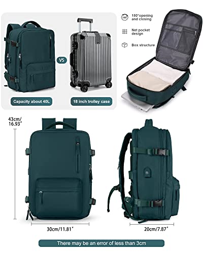 VGCUB Large Travel Backpack Bag for Women Men,Carry on Backpack,17 Inch Laptop Business Work Waterproof Backpack with Laptop Compartment,Person Item Flight Approved,Mochila de Viaje,Peacock Blue
