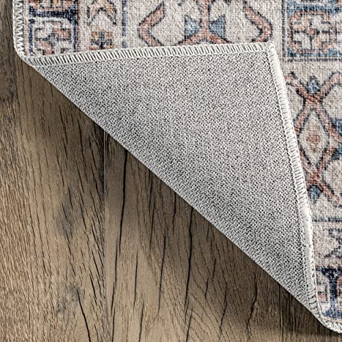 nuLOOM Drina Machine Washable Distressed Area Rug Blue 6' x 9'